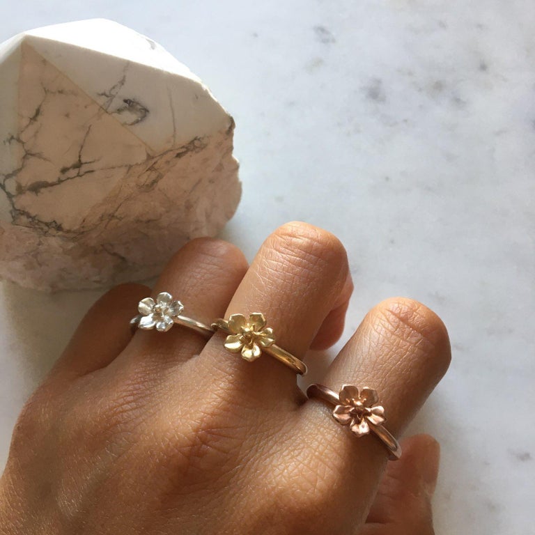 Customizable Forget Me Not Ring/ 9CT Yellow Gold For Sale at 1stDibs