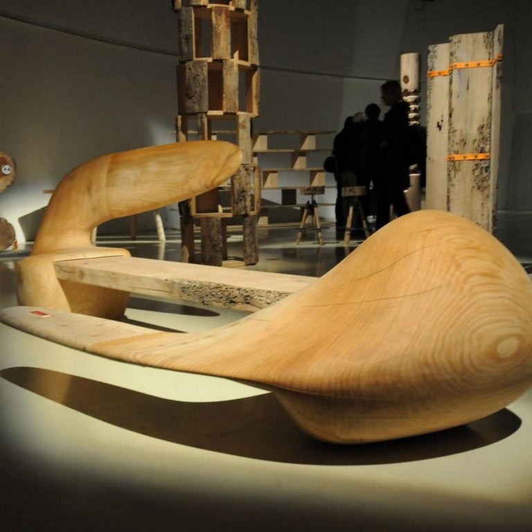 Forkala Cedar Bench, Designed by Karim Rashid, Made in Italy For Sale ...