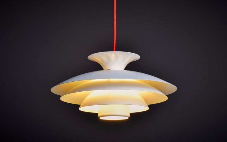 Form Light 1970s Pendant Lamp in white lacquered Aluminum, Denmark For ...