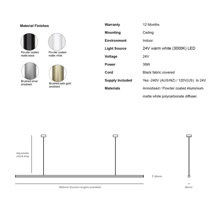 Formation Stick Pendant Light Led Minimalist Aluminum Fixture, Brushed ...