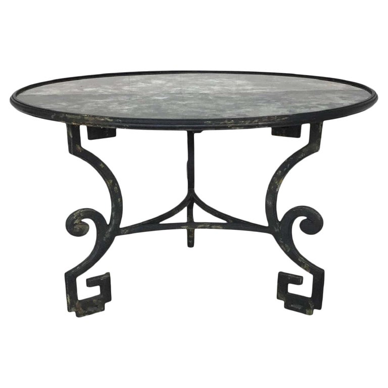 Formations Greek Key Antiqued Mirror Top Wrought Iron Dining Table at ...