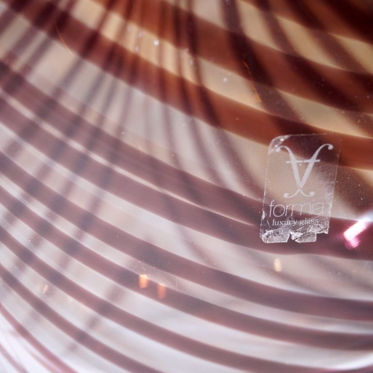 Formia 1970s Two Feather Decorated Purple Brown Crystal Murano Art ...