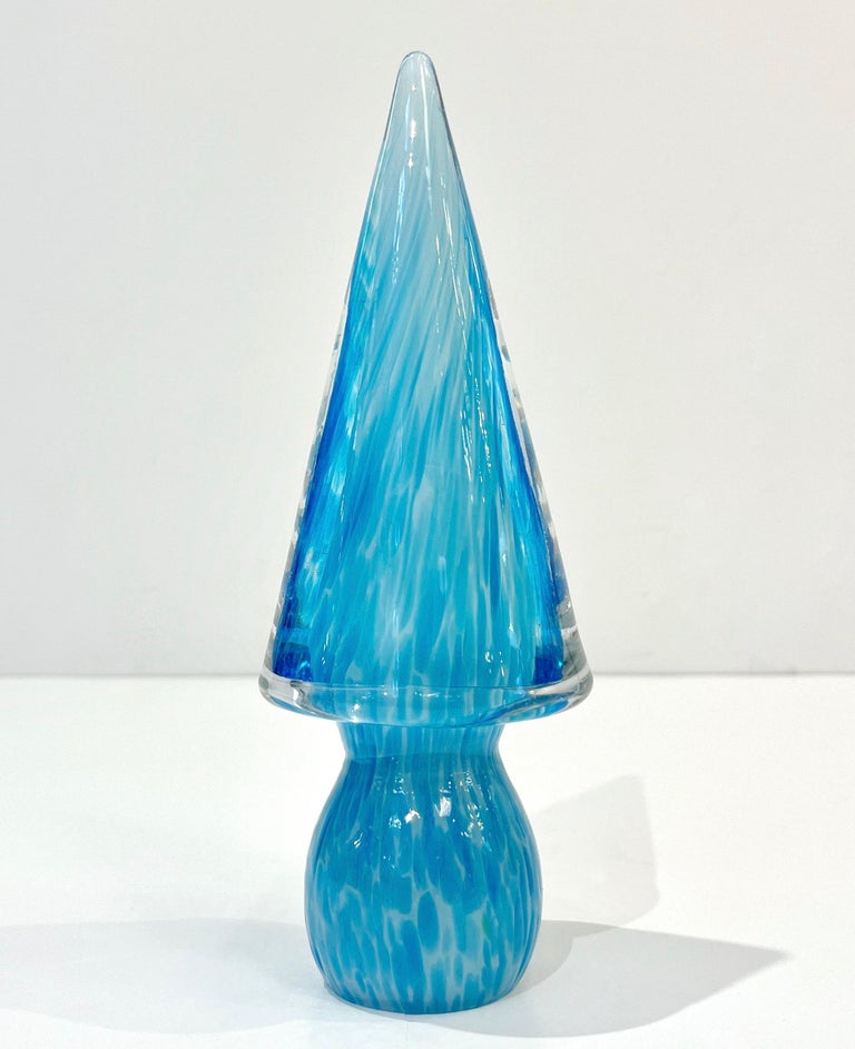 Formia 1980s Italian Vintage Turquoise Blue and White Murano Glass Tree ...