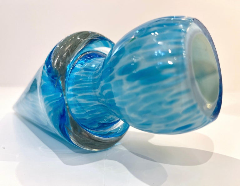 Formia 1980s Italian Vintage Turquoise Blue and White Murano Glass Tree ...