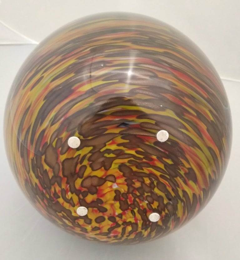 Formia 1980s Modern Ovoid Brown Yellow Red Orange Gold Murano Glass ...