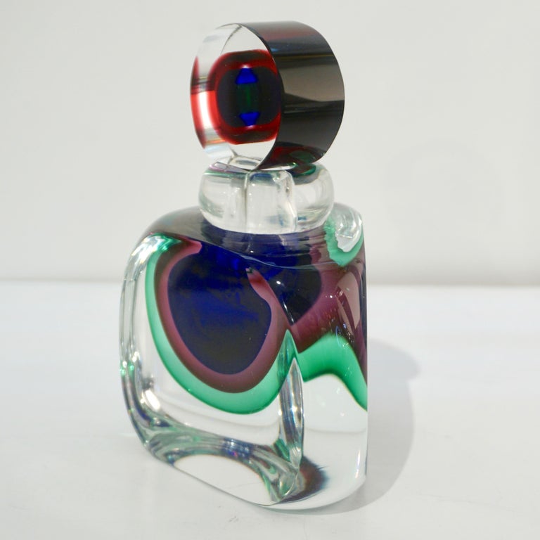 Formia 1990s Modern Italian Blue Green Purple Murano Glass Triangular ...