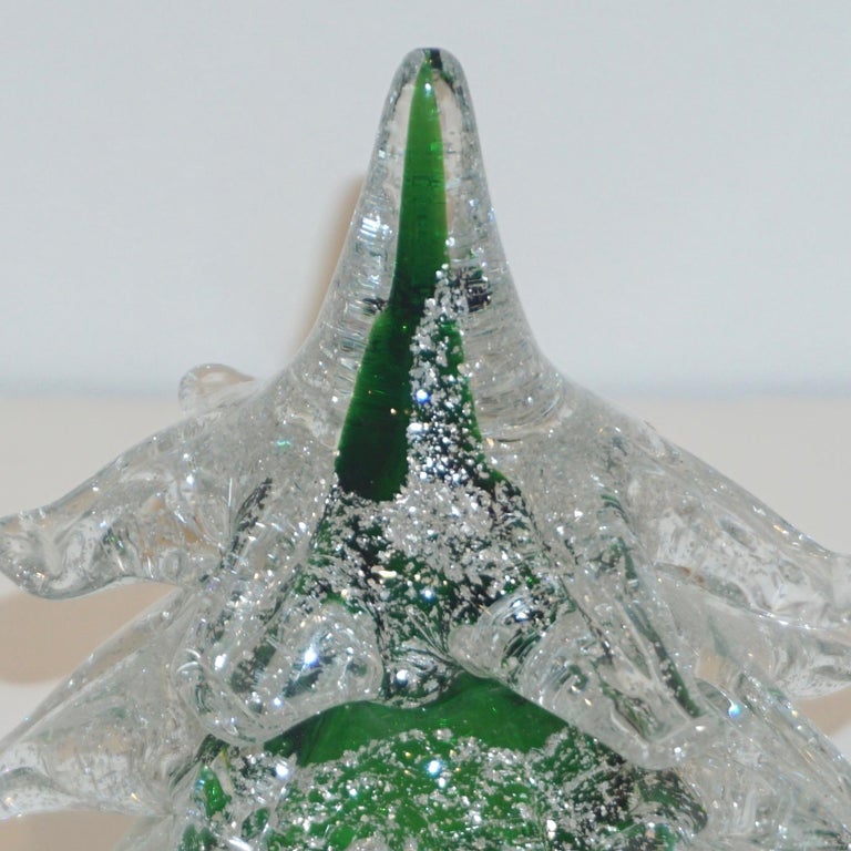 Formia Italian Vintage Green and Silver Murano Glass Christmas Tree ...