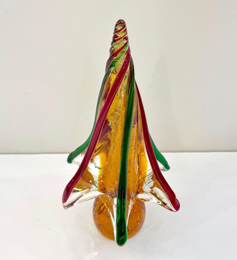 Formia Italian Vintage Red Green Amber Murano Glass Christmas Tree ...