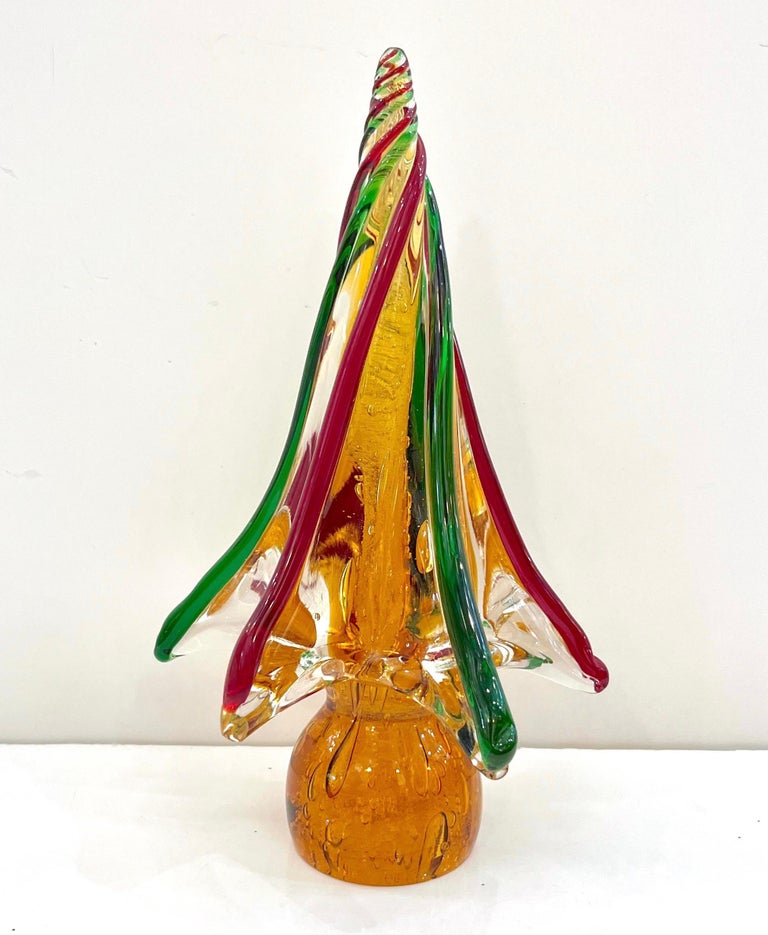 Formia Italian Vintage Red Green Amber Murano Glass Christmas Tree ...