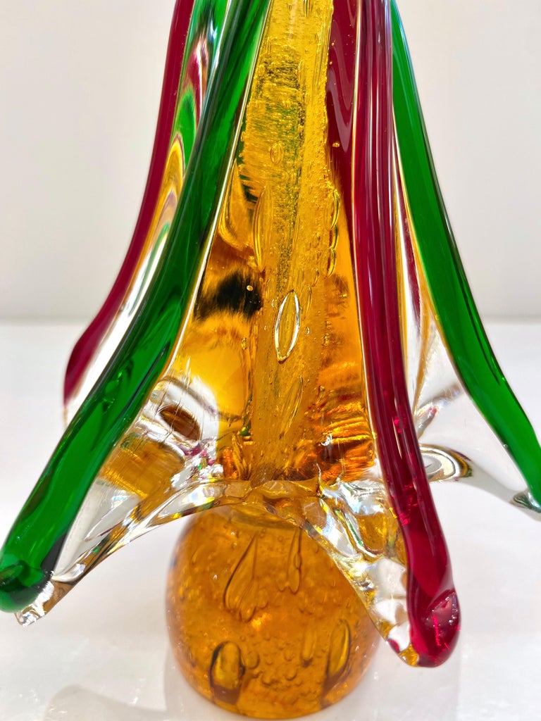 Formia Italian Vintage Red Green Amber Murano Glass Christmas Tree ...