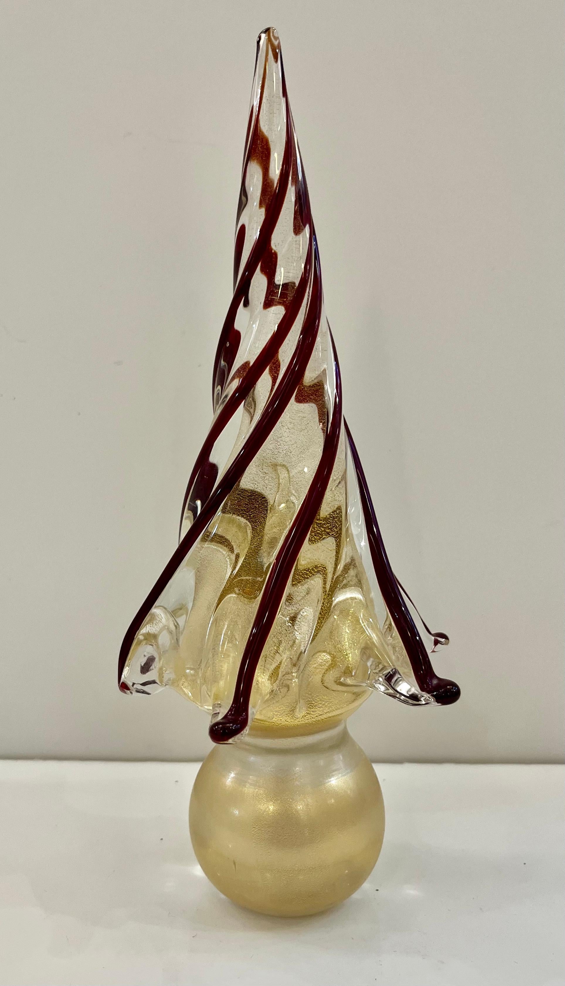 Formia 1980s Italian Vintage Royal Blue and Gold Murano Glass Tree ...