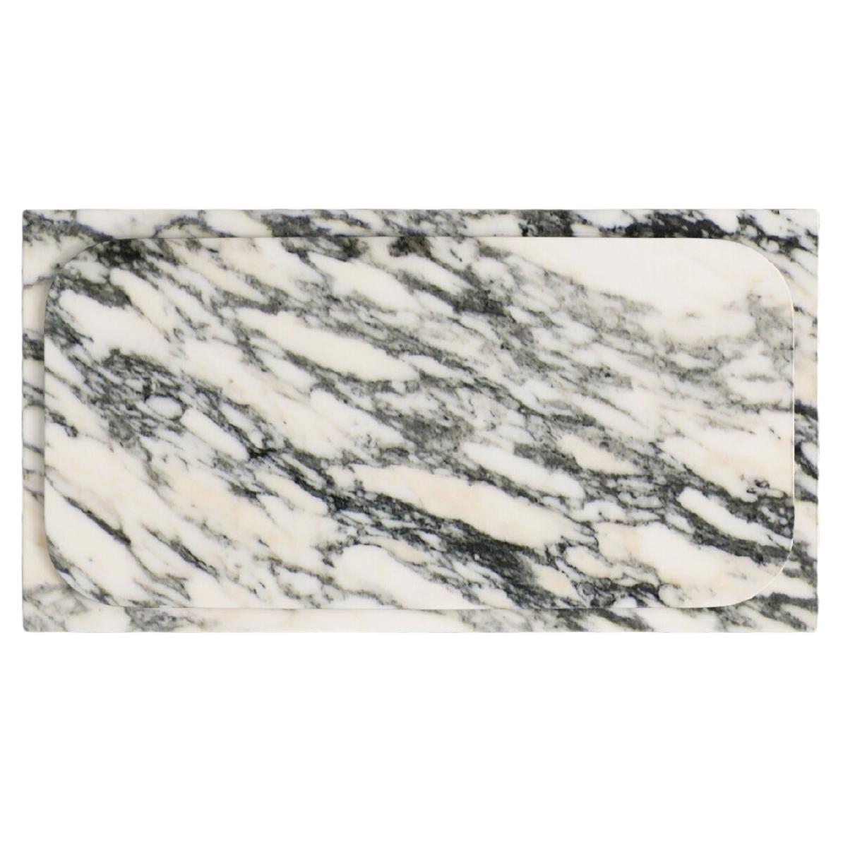 FORM(LA) Cubo Rectangle Side Table 30”L x 16"W x 19”H Arabescato ...