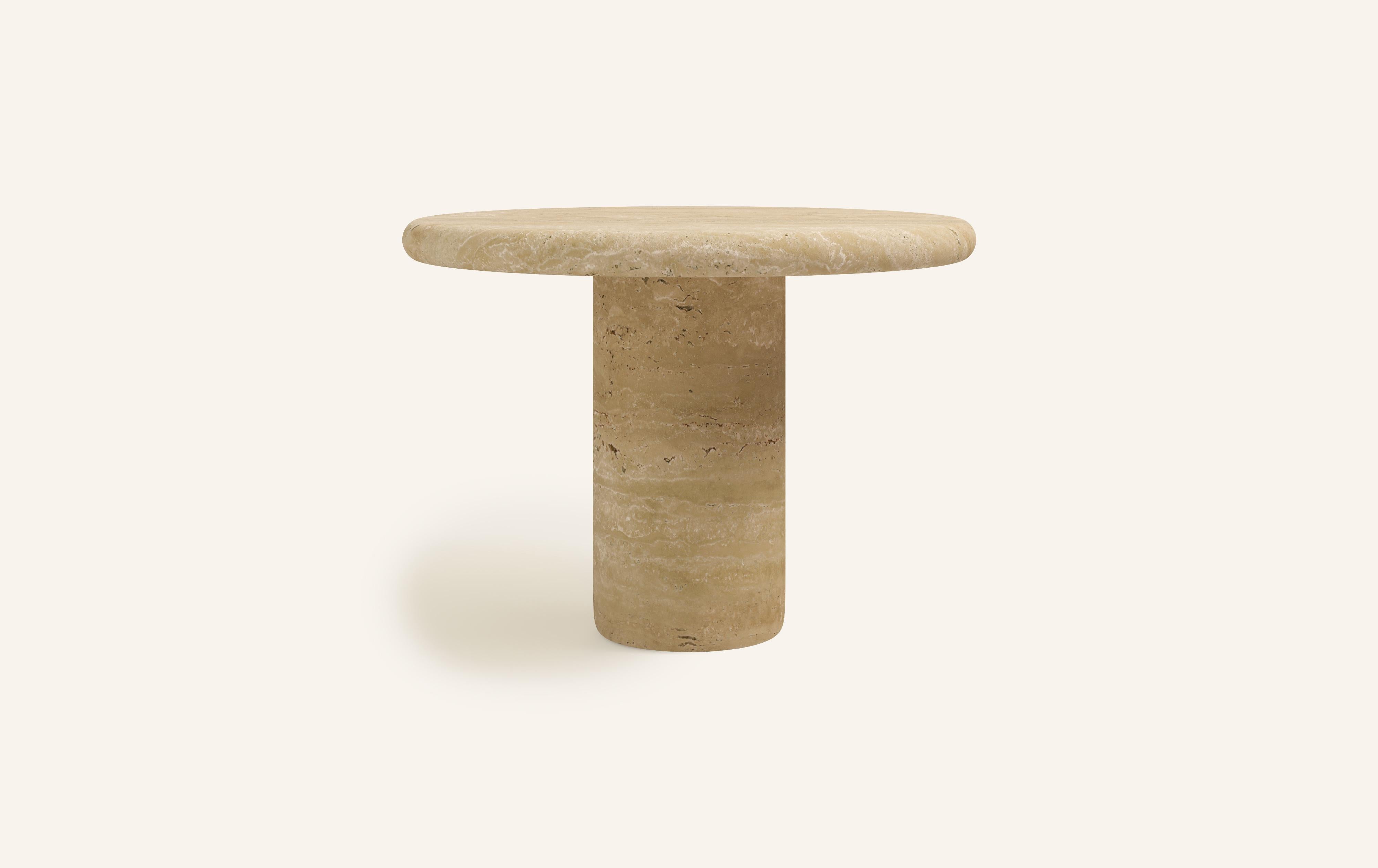 FORM(LA) Luna Round Dining Table 42”L x 42”W x 30”H Travertino Rosso VC ...