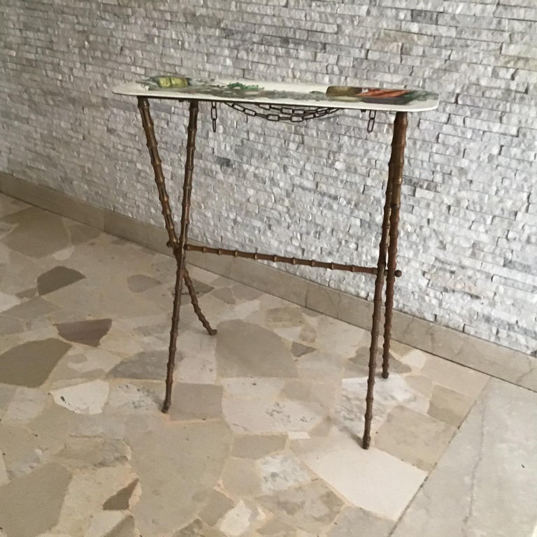 Fornasetti Coffe Table / Movable Tray Brass Metal, 1950, Italy For Sale ...