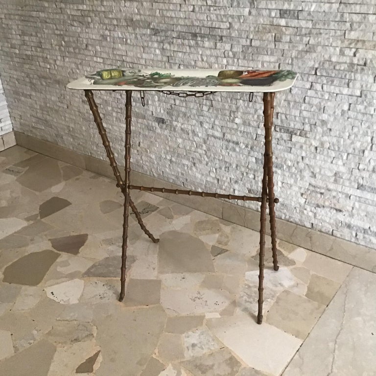 Fornasetti Coffe Table / Movable Tray Brass Metal, 1950, Italy For Sale ...