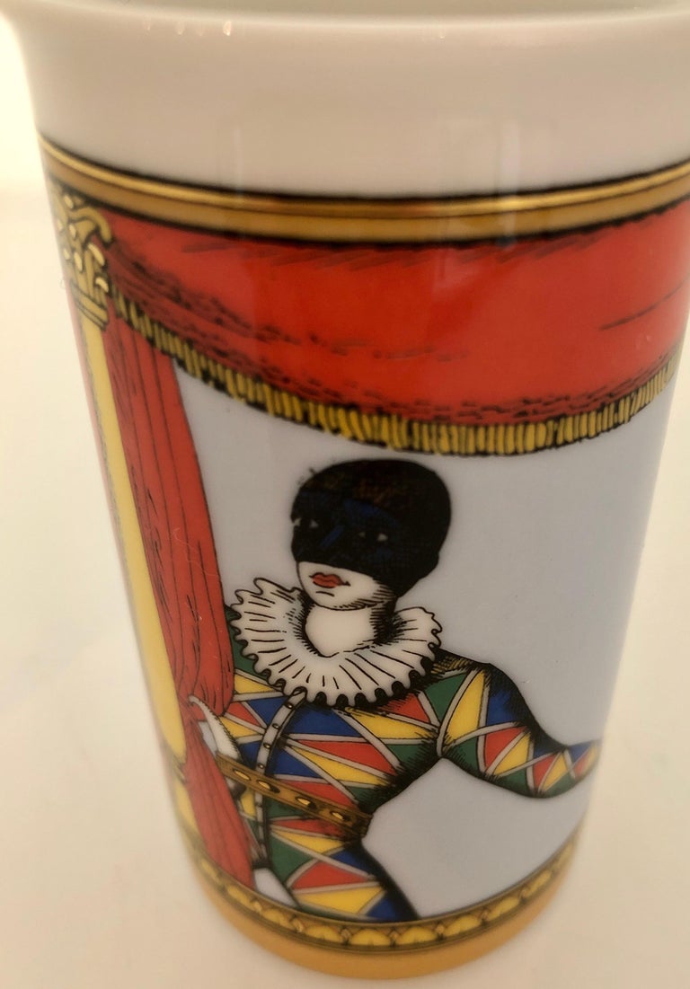 Fornasetti Orange, Blue, Yellow, Gold and Green Court Jester White ...