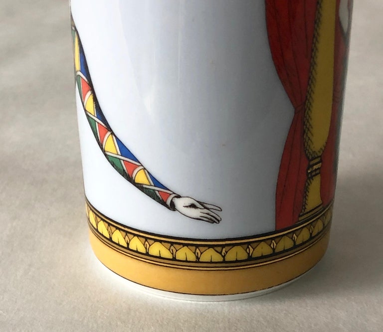 Fornasetti Orange, Blue, Yellow, Gold and Green Court Jester White ...