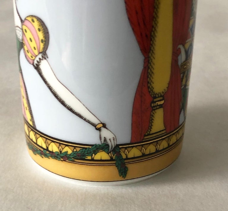 Fornasetti Orange, Blue, Yellow, Gold and Green Court Jester White ...