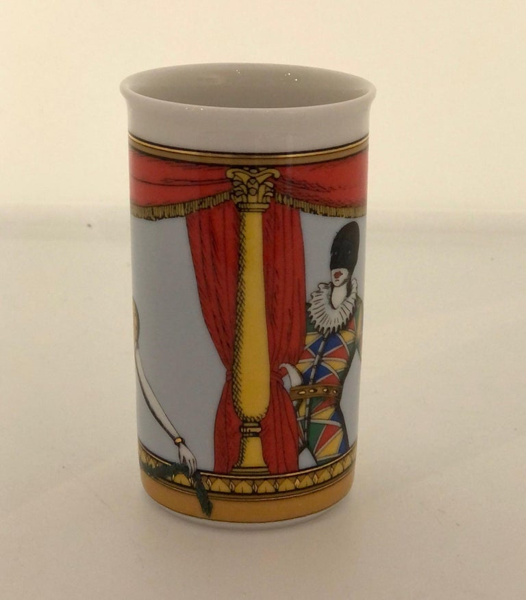 Fornasetti Orange, Blue, Yellow, Gold and Green Court Jester White ...