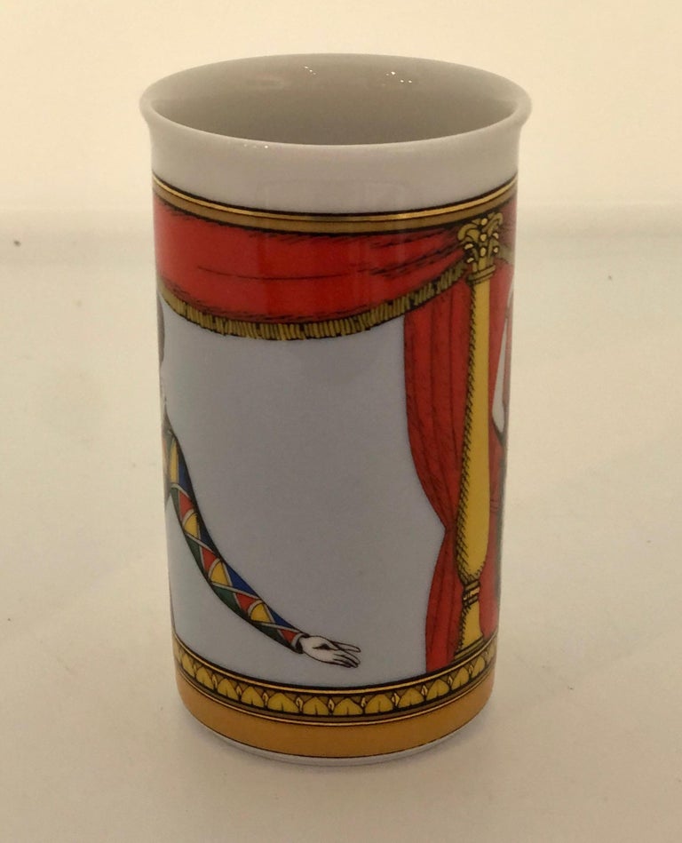 Fornasetti Orange, Blue, Yellow, Gold and Green Court Jester White ...