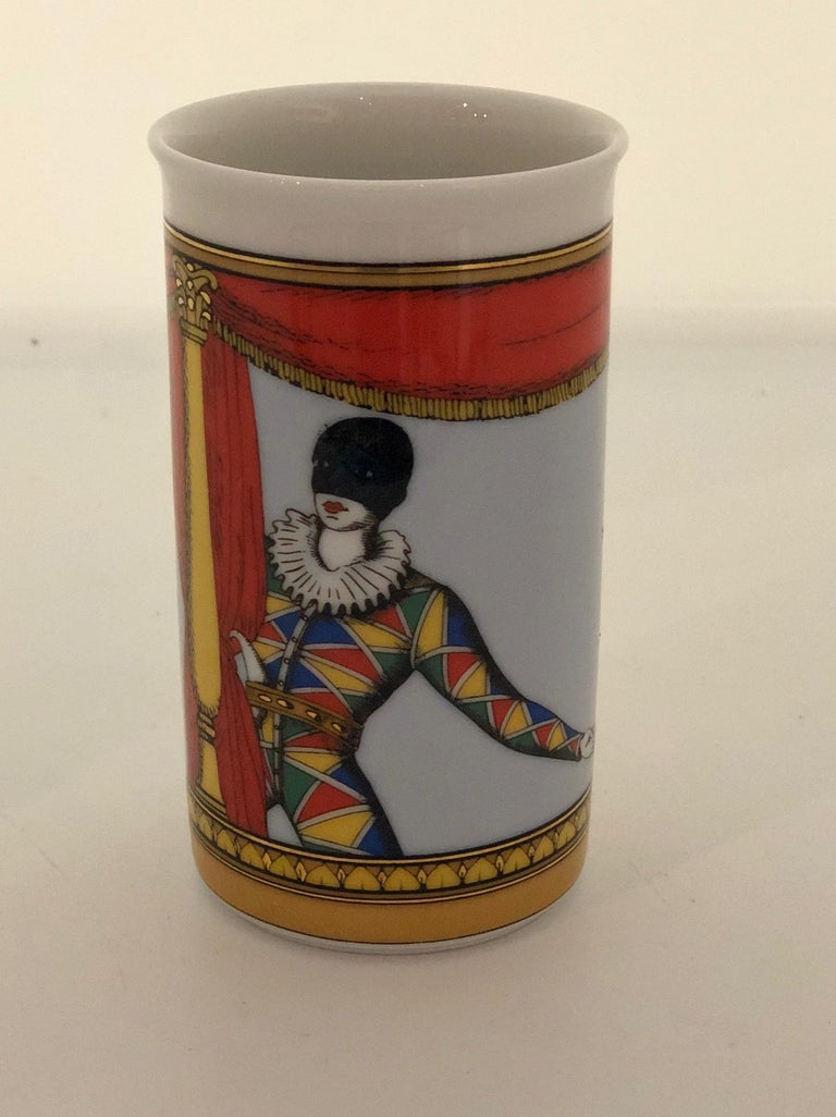 Fornasetti Orange, Blue, Yellow, Gold and Green Court Jester White ...