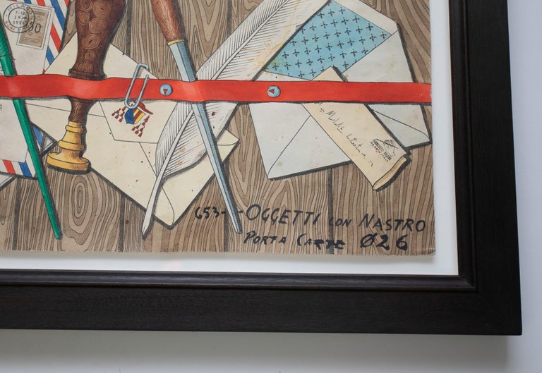 Fornasetti Original Artwork "Ogetti Con Nastro" For Sale at 1stDibs