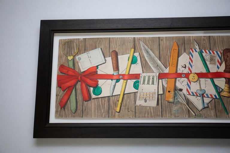 Fornasetti Original Artwork "Ogetti Con Nastro" For Sale at 1stDibs