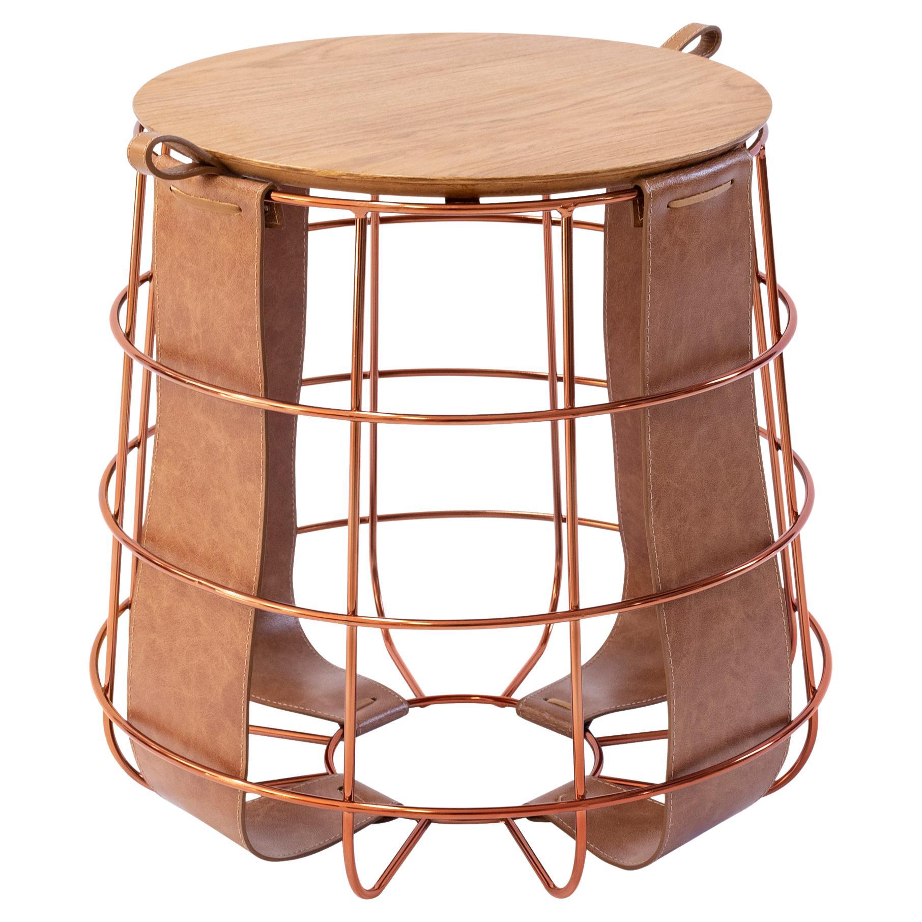 Matt Side Table in Natural Wood and Carbon Steel For Sale at 1stDibs