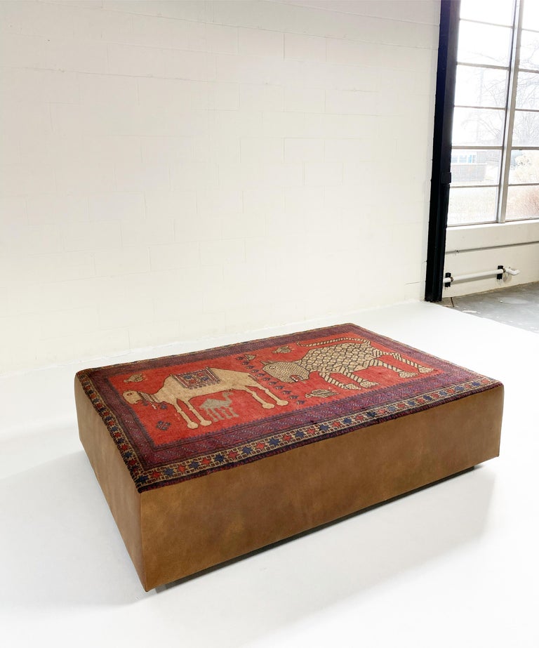 Forsyth One-of-a-kind Ottoman with Vintage Belouch Rug from Afghanistan ...