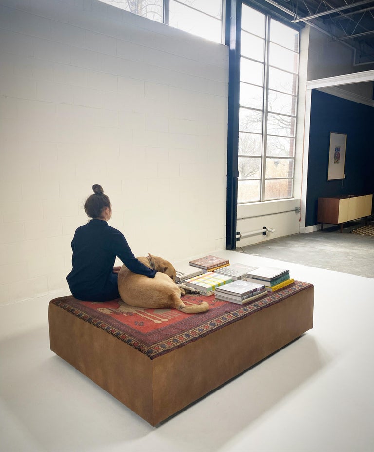 Forsyth One-of-a-kind Ottoman with Vintage Belouch Rug from Afghanistan ...