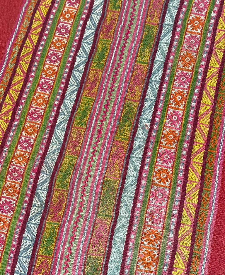 Forsyth One-of-a-kind Ottoman with Vintage Peruvian Textile, Red For ...