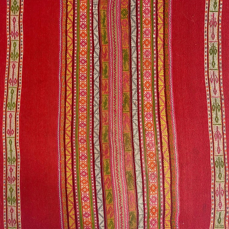 Forsyth One-of-a-kind Ottoman with Vintage Peruvian Textile, Red For ...