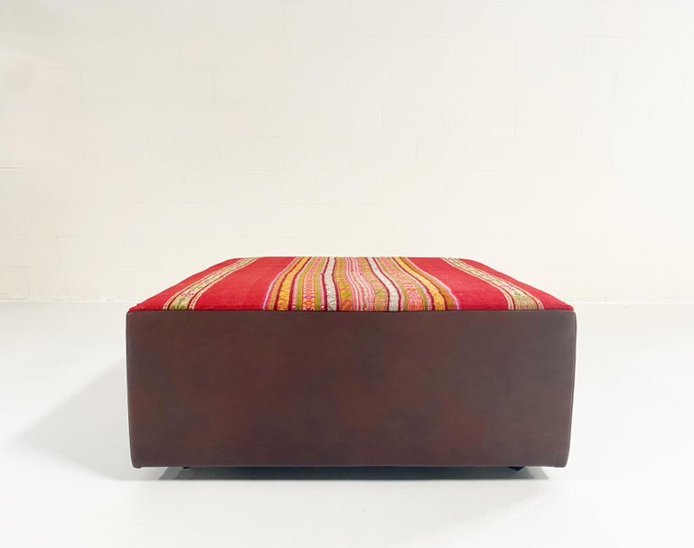Forsyth One-of-a-kind Ottoman with Vintage Peruvian Textile, Red For ...