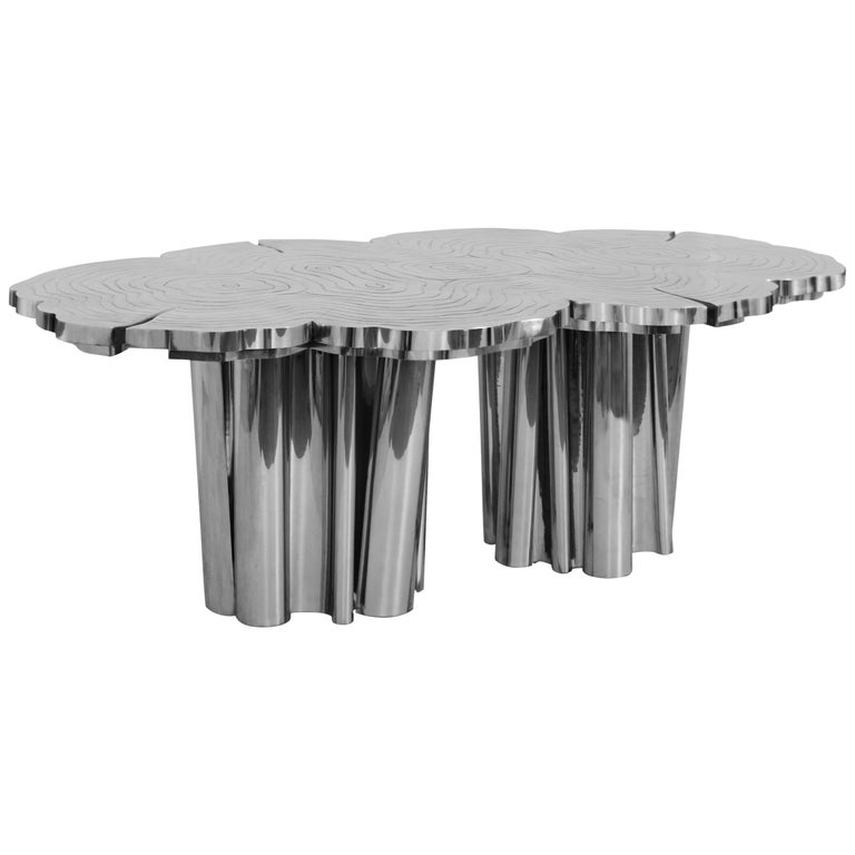 Fortuna Dining Table In Stainless Steel 8 Seats For Sale at 1stDibs