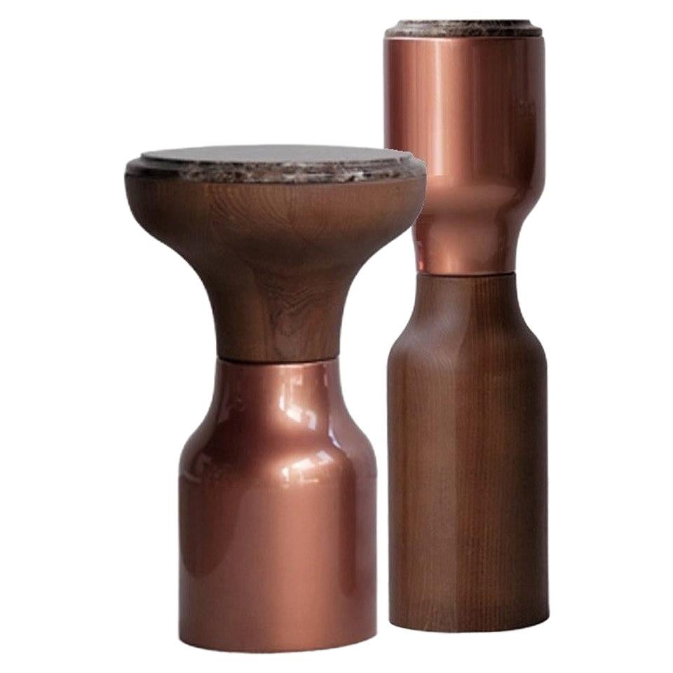 Emperador Side Table with brown marble For Sale at 1stDibs