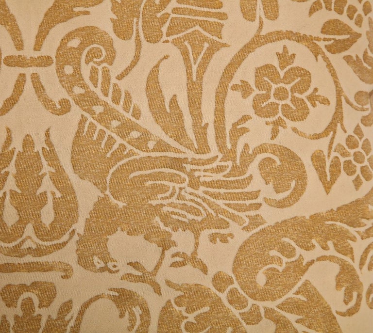 Fortuny Fabric Cushion in the Ucceli Pattern For Sale at 1stDibs