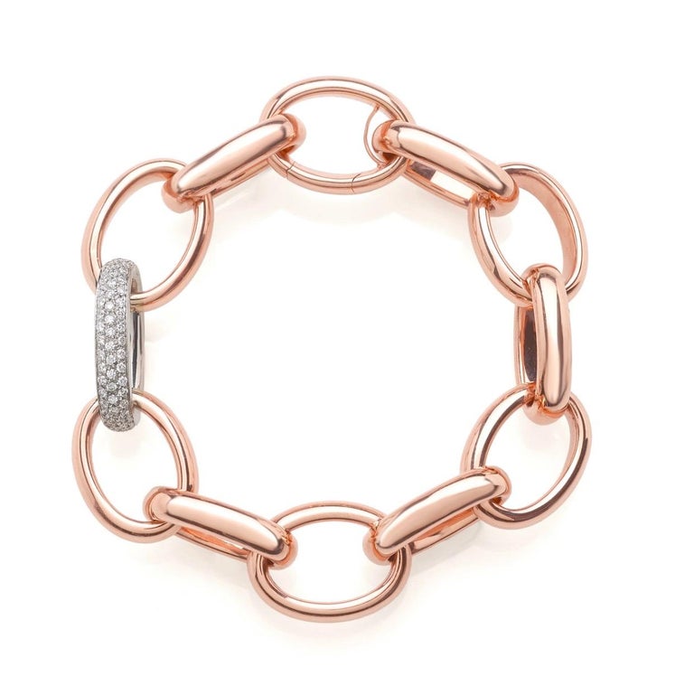 Forzatina Bracelet 18 Karat Pink Gold and White Diamond For Sale at 1stDibs