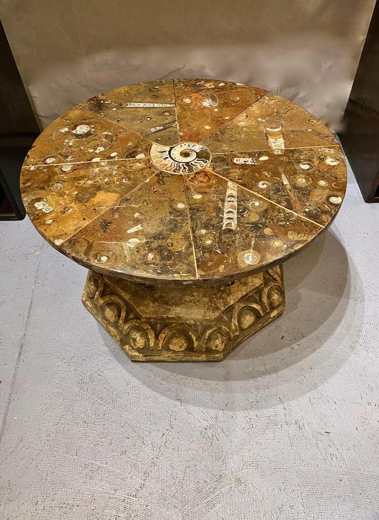 Fossil Ammonite Tony Duquette Inspired Coffee Table For Sale at 1stDibs
