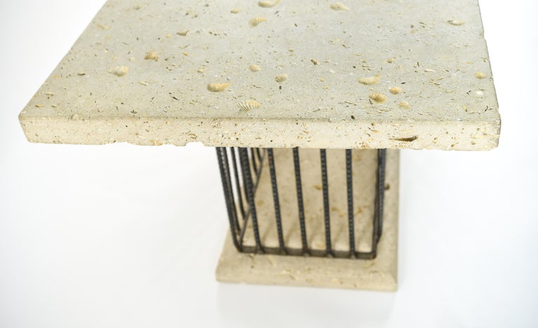 Fossil Embedded Stone and Rebar Table For Sale at 1stDibs