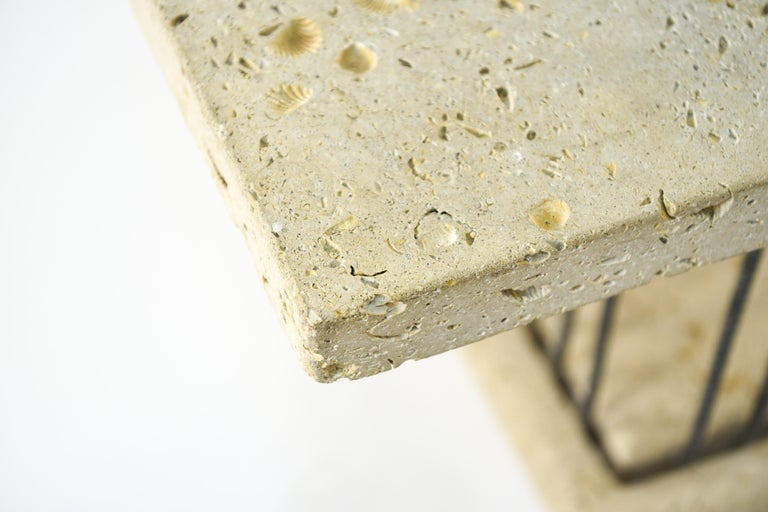 Fossil Embedded Stone and Rebar Table For Sale at 1stDibs