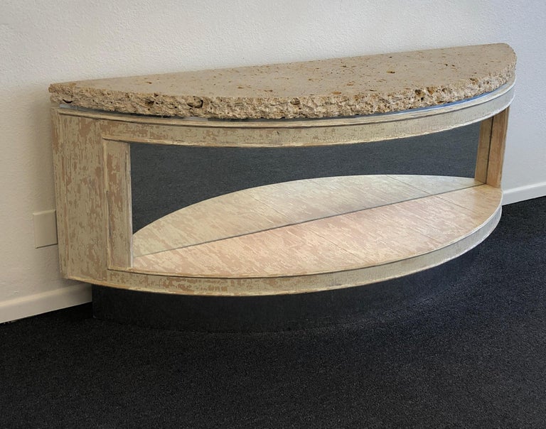 Fossil Shell Stone Top Demilune Two-Tier Console Table by Steve Chase ...