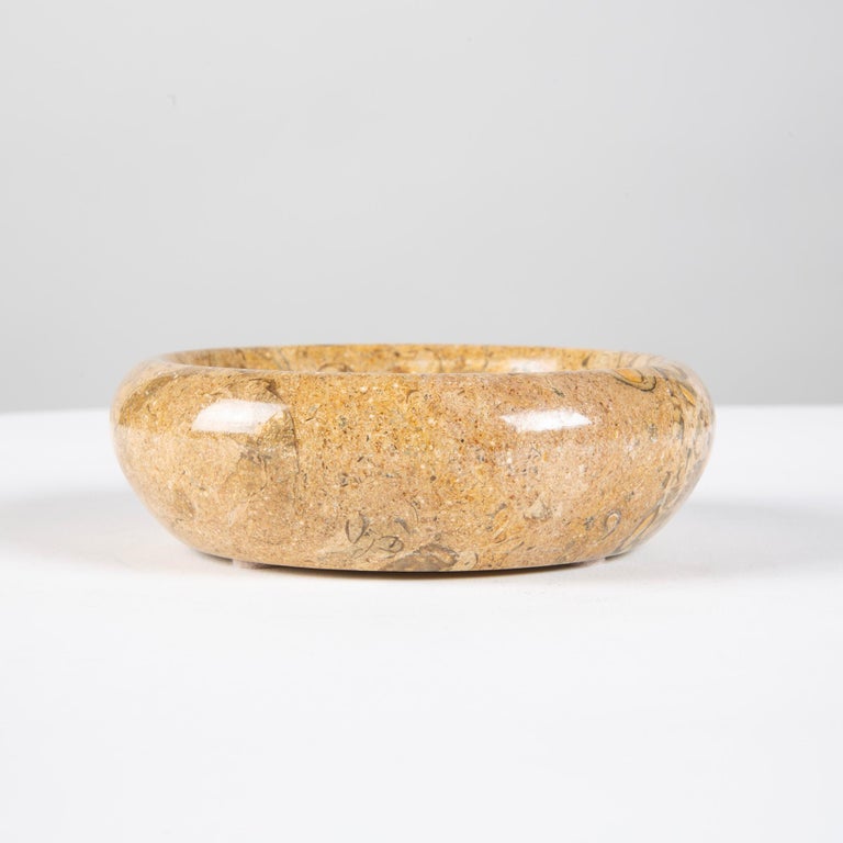 Fossilized Round Stone Dish For Sale at 1stDibs