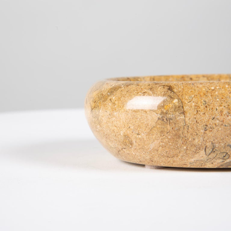 Fossilized Round Stone Dish For Sale at 1stDibs