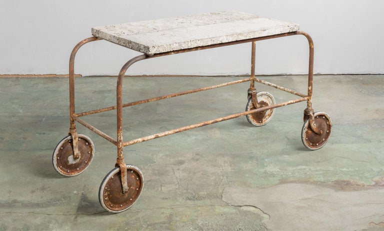 Fossilized Stone Top Green House Cart, America, 20th Century at 1stDibs