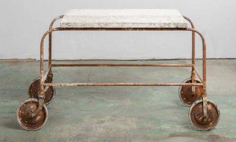 Fossilized Stone Top Green House Cart, America, 20th Century at 1stDibs