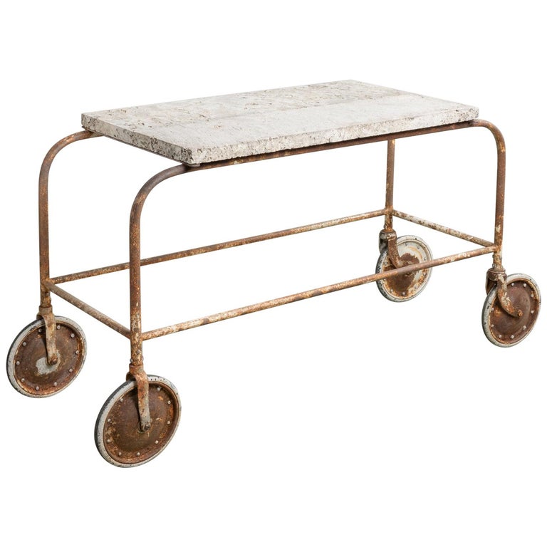 Fossilized Stone Top Green House Cart, America, 20th Century at 1stDibs