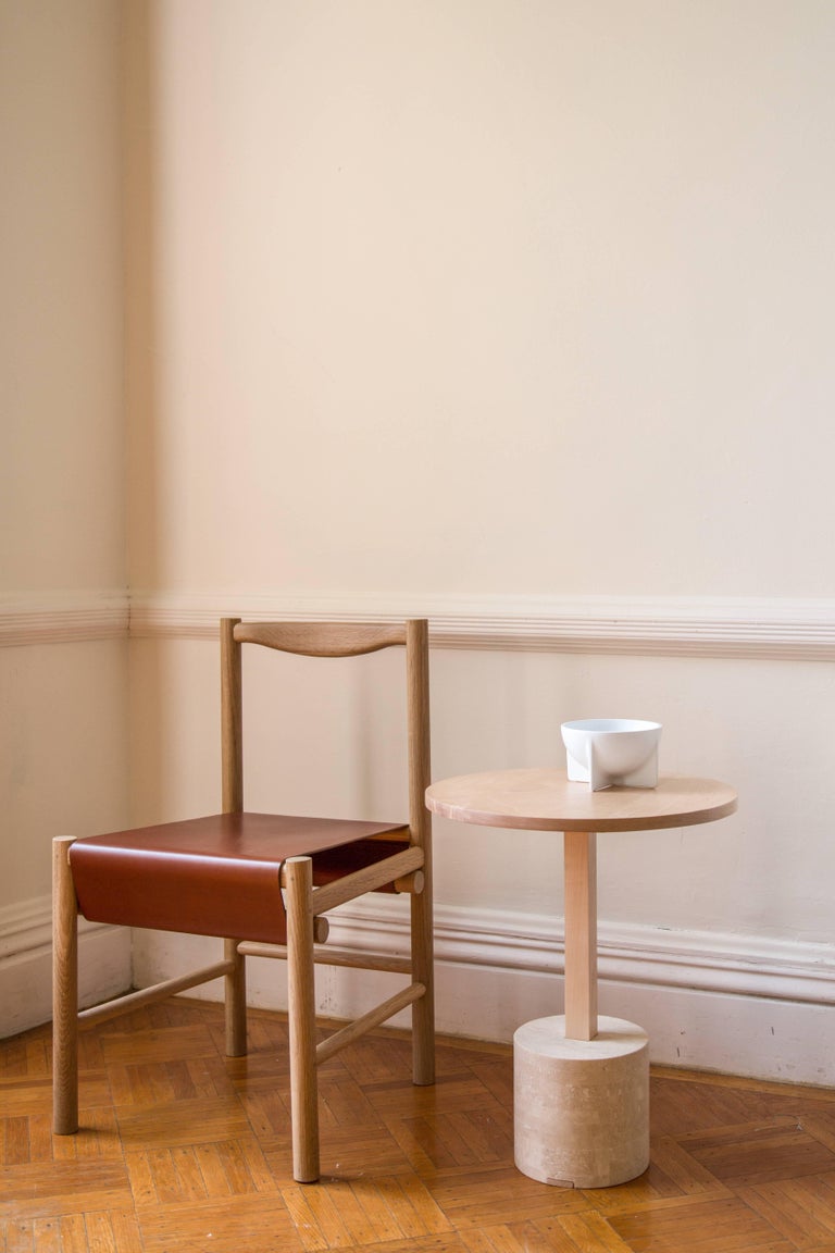 Contemporary Foundation Side Table in Walnut Wood and Stone by Fort ...