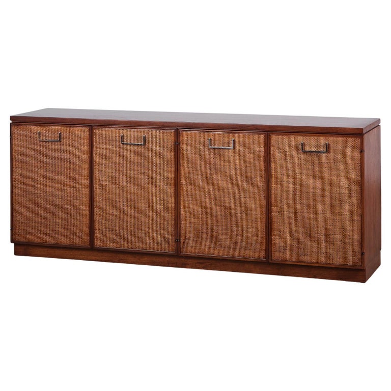 Founders Four Door Cane Front Credenza For Sale at 1stDibs