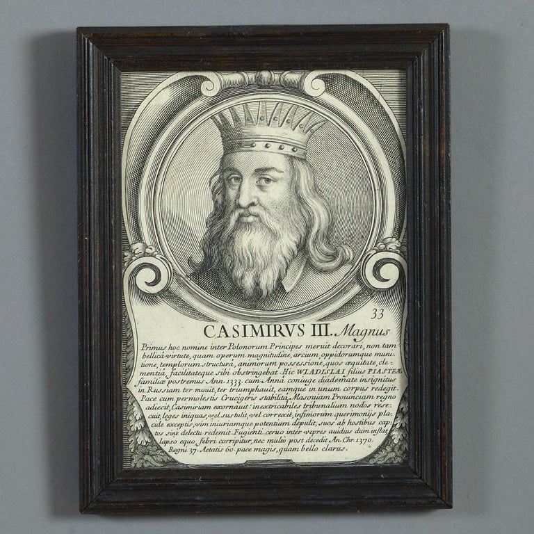 Four 17th Century Engravings of Polish Kings at 1stDibs