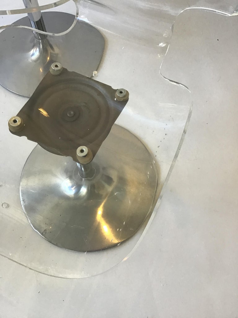 Four 1980s Lucite Chairs on Metal Bases at 1stDibs